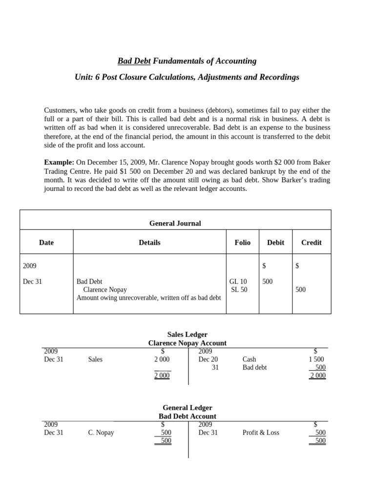 Understanding Bad Debt Accounting | PDF | Debits And Credits | Bad Debt