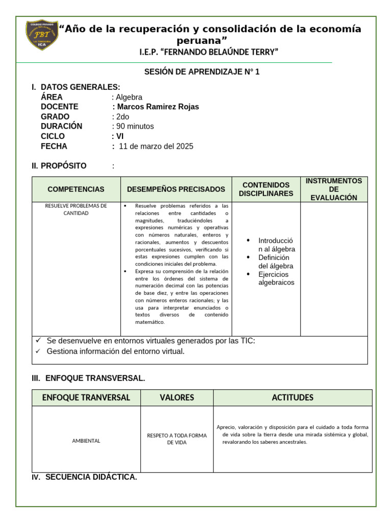 Sesione 2do Ejercicios Algebraicos | PDF | Fórmula | Multiplicación
