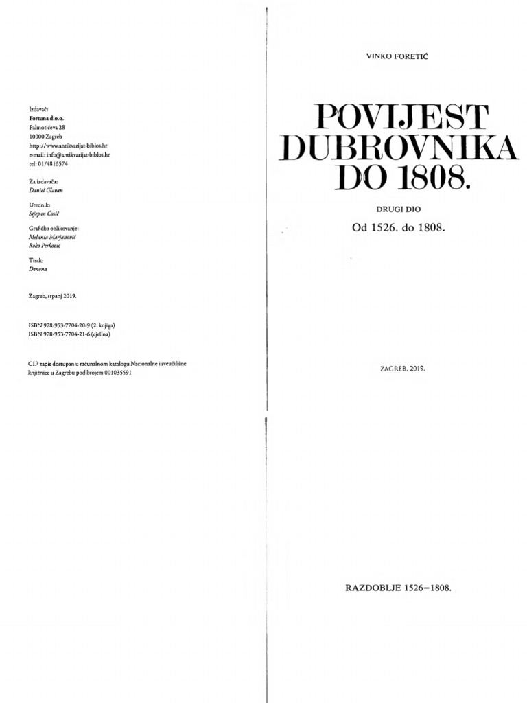 OceanofPDF - Com Povijest Dubrovnika Do 1808 Dio 2 Croatian Edition - Vinko Foretic | PDF