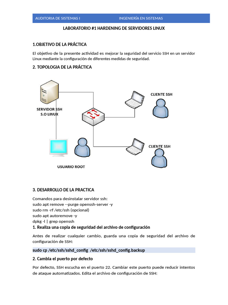 Laboratorio#1 Hardening de Servidor SSH | PDF