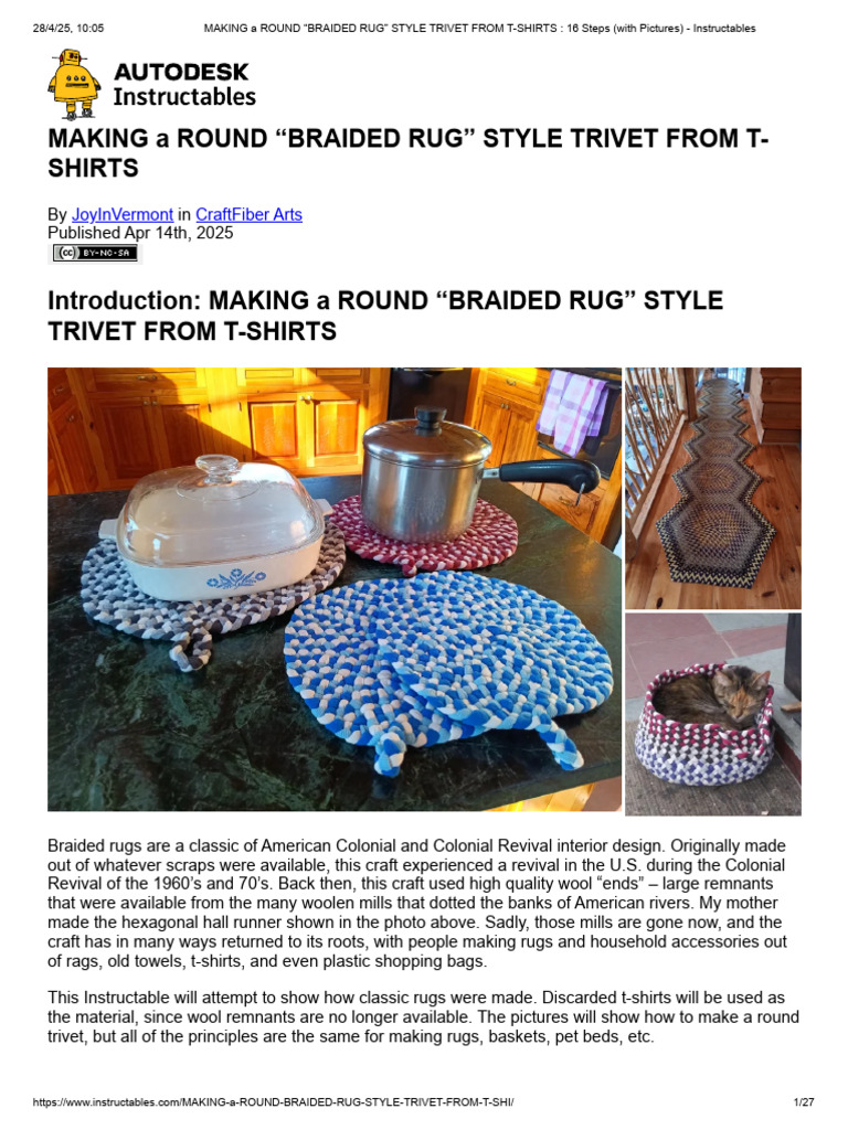 MAKING A ROUND "BRAIDED RUG" STYLE TRIVET FROM T-SHIRTS - 16 Steps ...