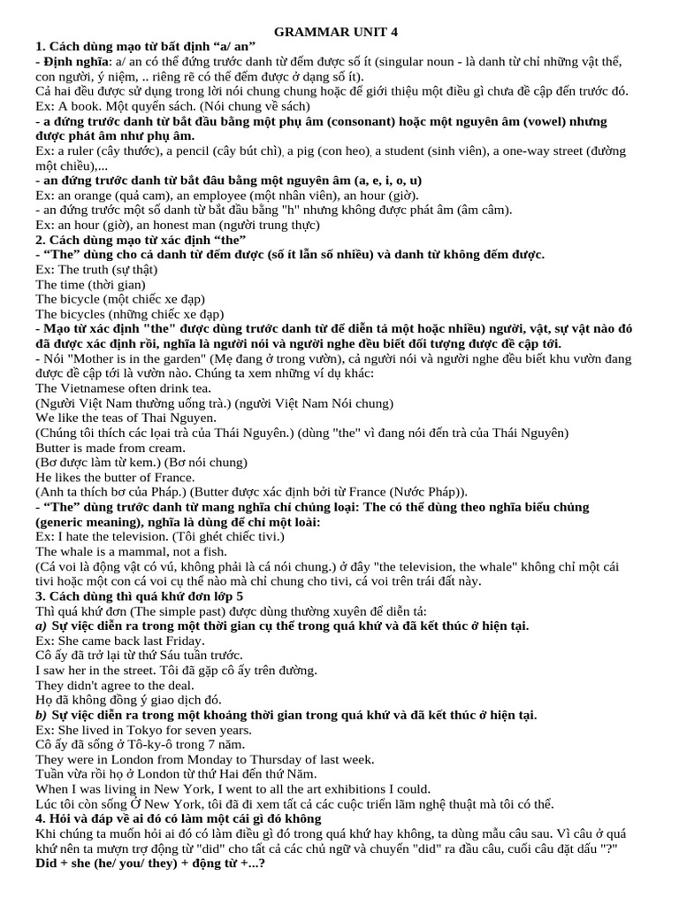Grammar Unit 4 | PDF