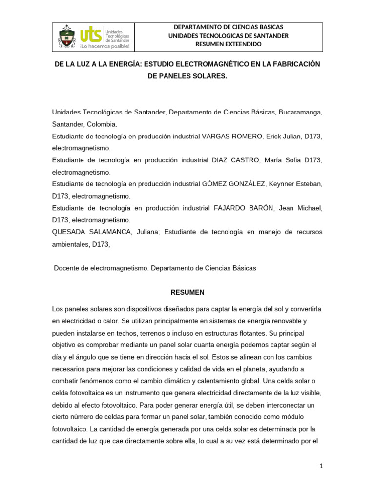 1 Paneles Solares | PDF | Energía solar | Panel solar
