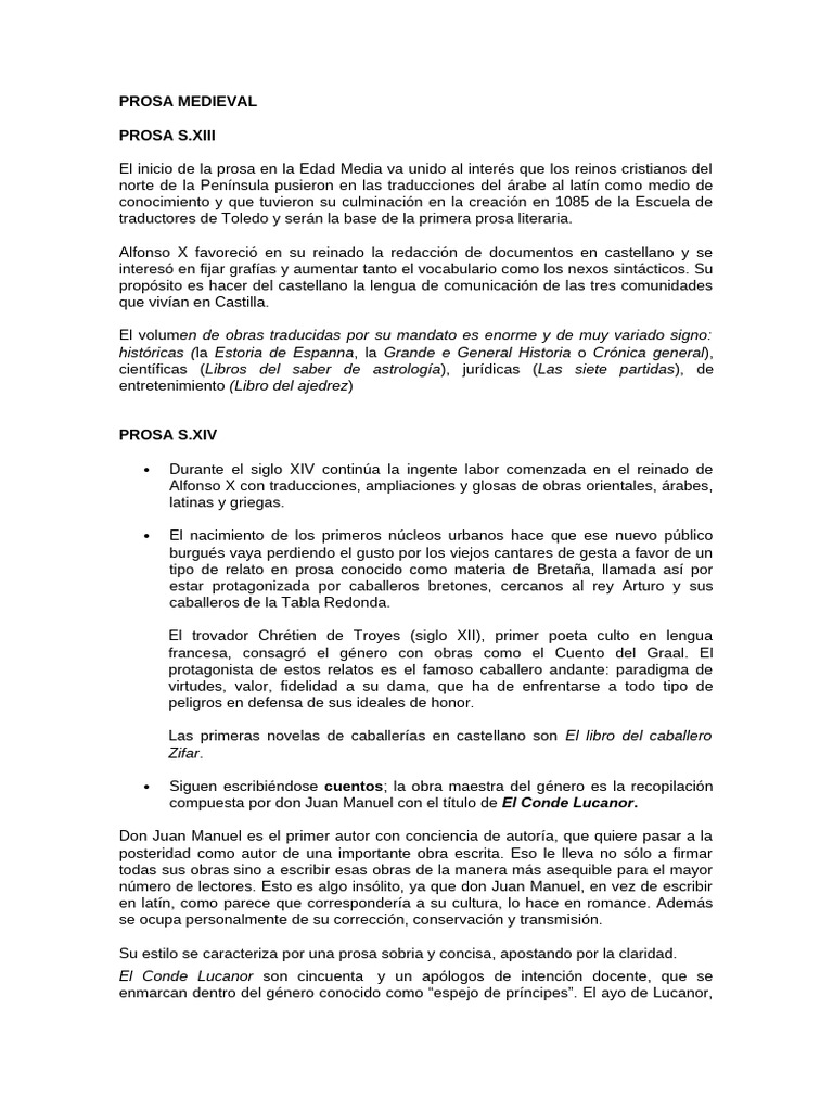 Prosa Medieval | PDF | Prosa | Edades medias