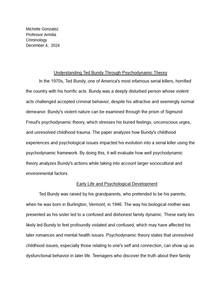 Criminology Paper Ted Bundy | PDF | Psychodynamics | Psychological Trauma