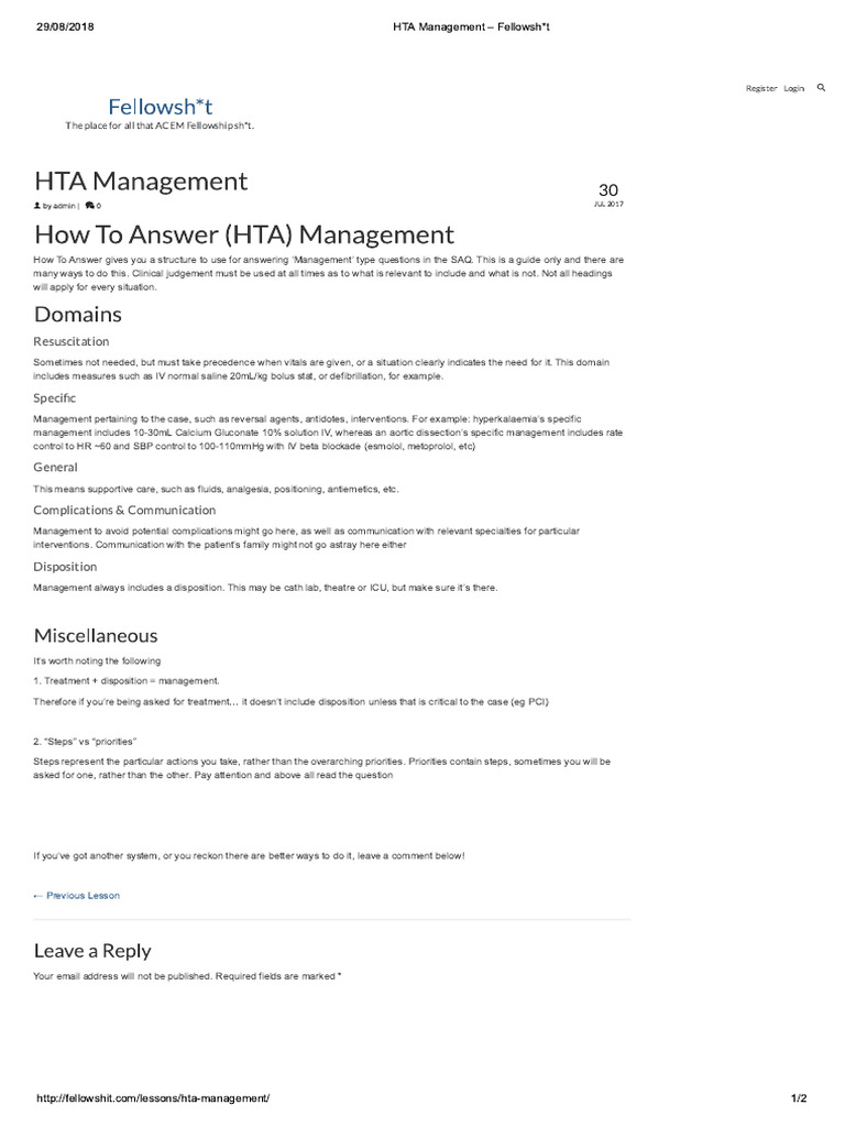 HTA Management | PDF