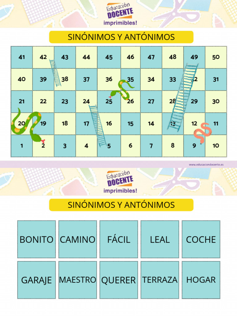 Juego Sinonimos y Antonimos | PDF