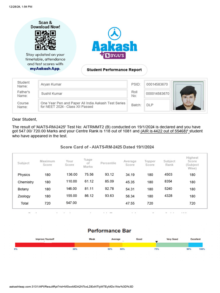 Student Performance Report | PDF