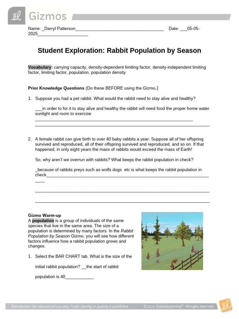Darryl Patterson - U11 D2 Rabbit Population Gizmo | PDF