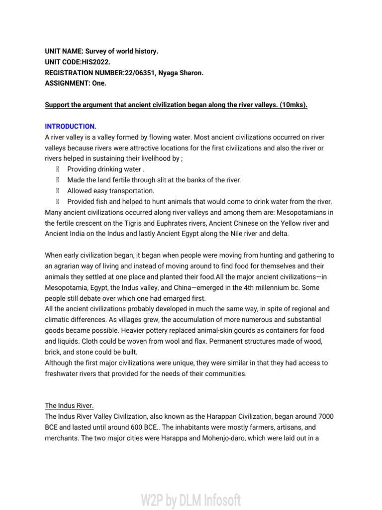 Assignment One Survey of World History-2 | PDF | River