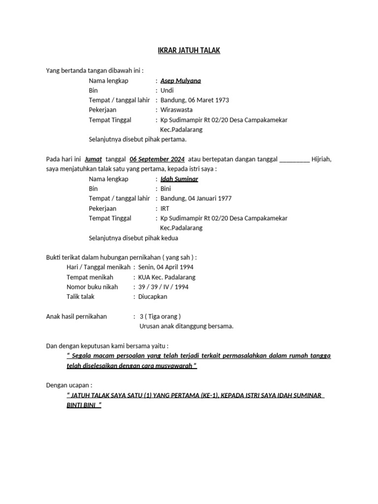 Ikrar Jatuh Talak | PDF