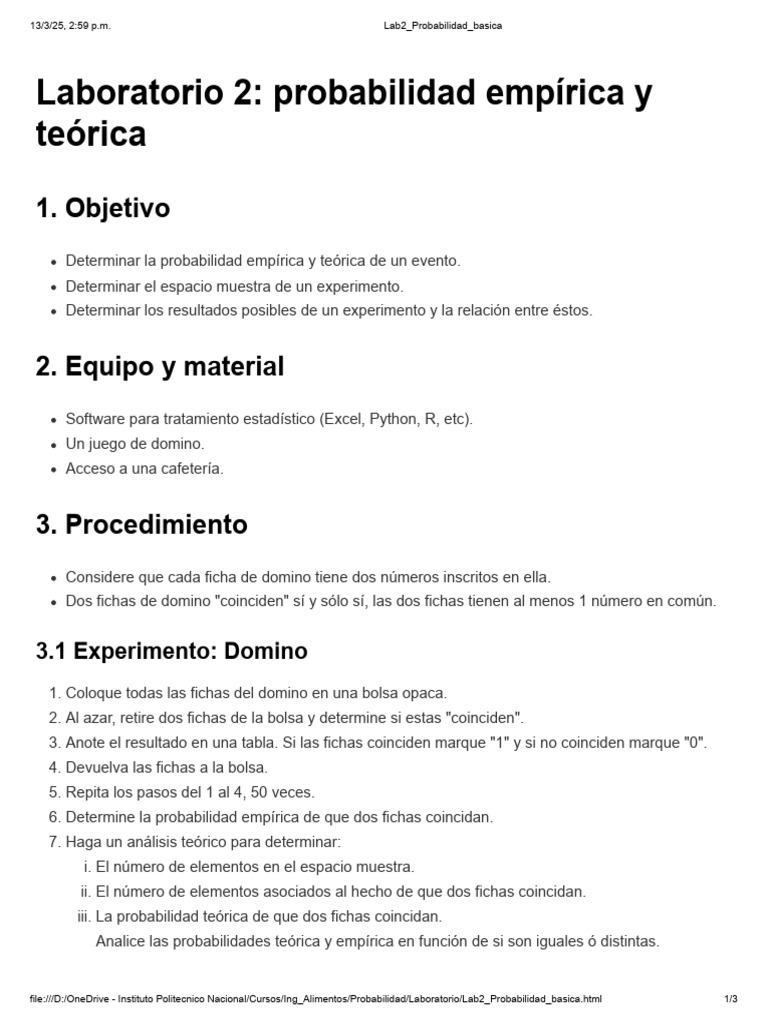 Lab2_Probabilidad_basica | PDF | Probabilidad | Experimentar