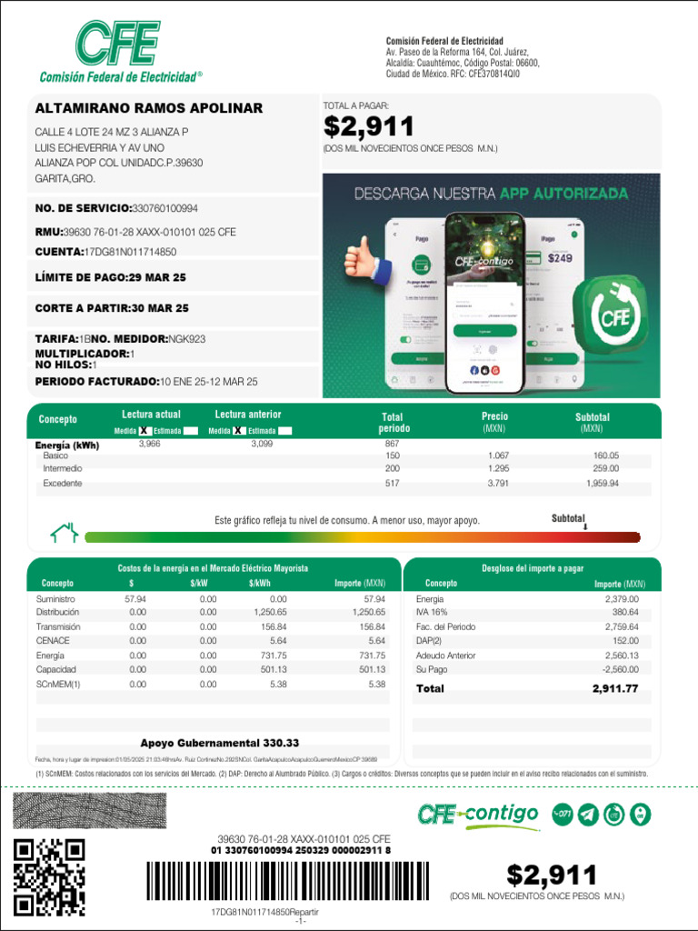 Recibo Cfe | PDF | México | Cantidades fisicas