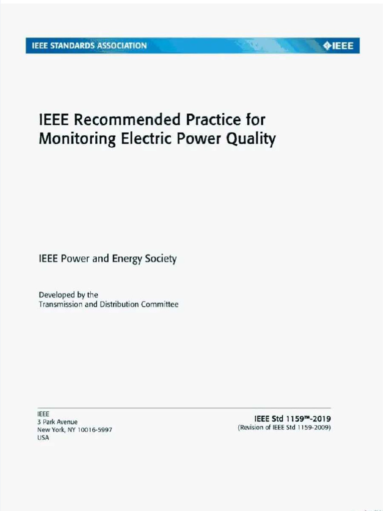 IEEE STD 1159-2019 Recommended Practice For Monitoring Electric Power ...