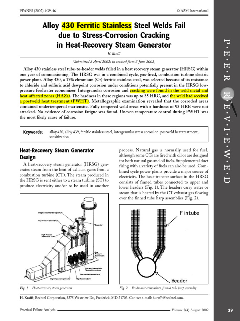 Alloy 430 Ferritic Stainless Steel Welds Fail | PDF | Stainless Steel ...