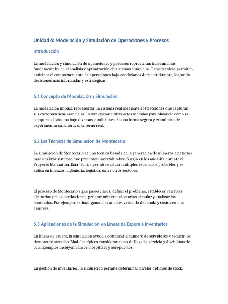 Modelación y Simulación de Procesos | PDF | Simulación | Incertidumbre