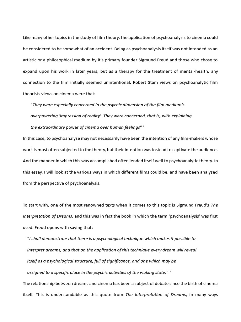 Psychoanalysis in Cinema: An Exploration | PDF | Psychoanalysis ...