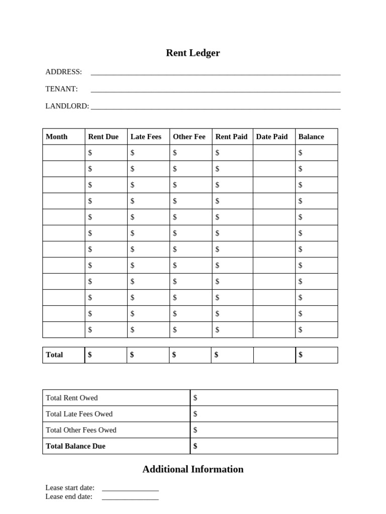 Rent Ledger Template (VIEW ONLY - MAKE A COPY TO EDIT) | PDF