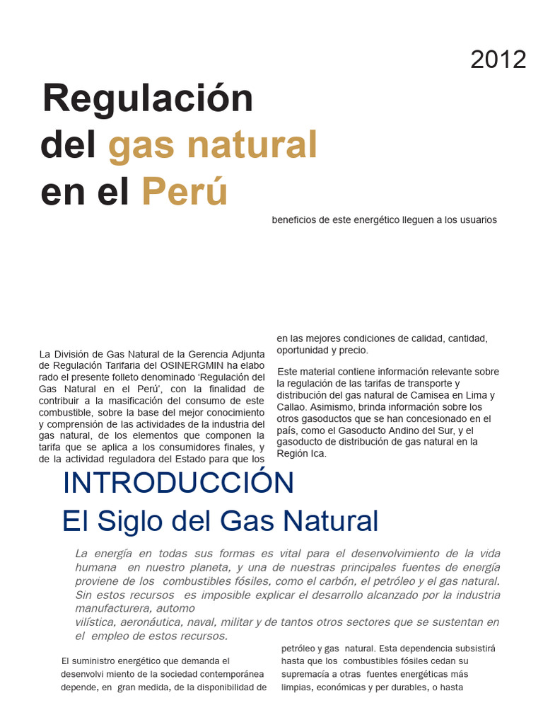 2012-REGULACION DEL GAS NATURAL PERU (1) | PDF | Petróleo ...