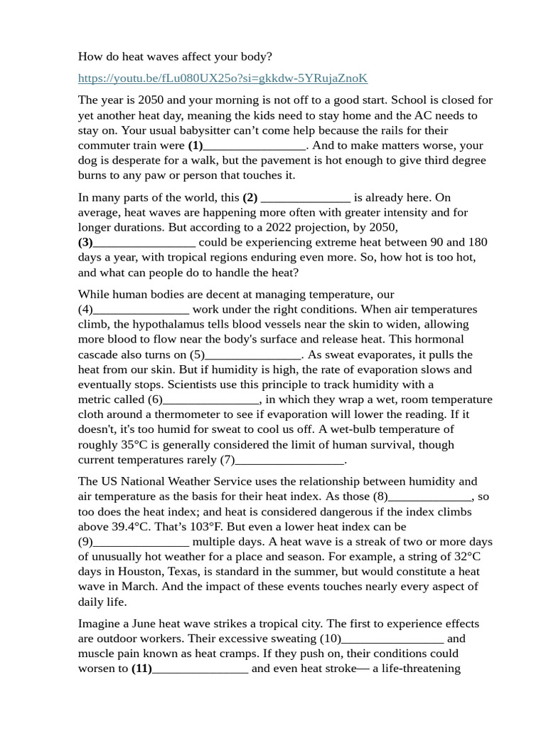 How do heat waves affect your body | PDF | Heat Wave | Humidity