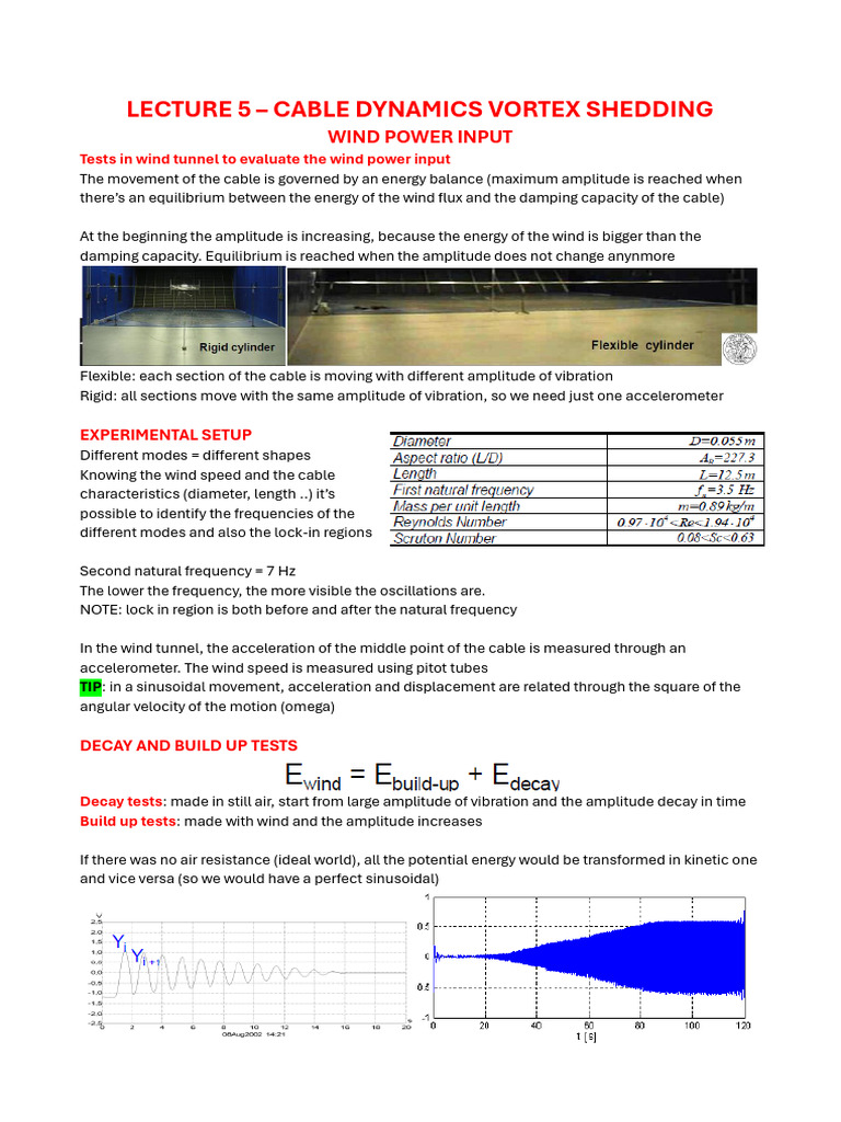 Lezione 5 - Cable Dynamics Vortex Shedding | PDF | Oscillation | Damping