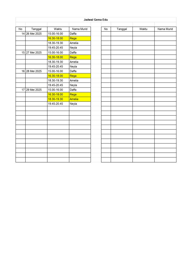 Absensi Dan Jadwal Mengajar Gema - Copy of Sheet3 | PDF