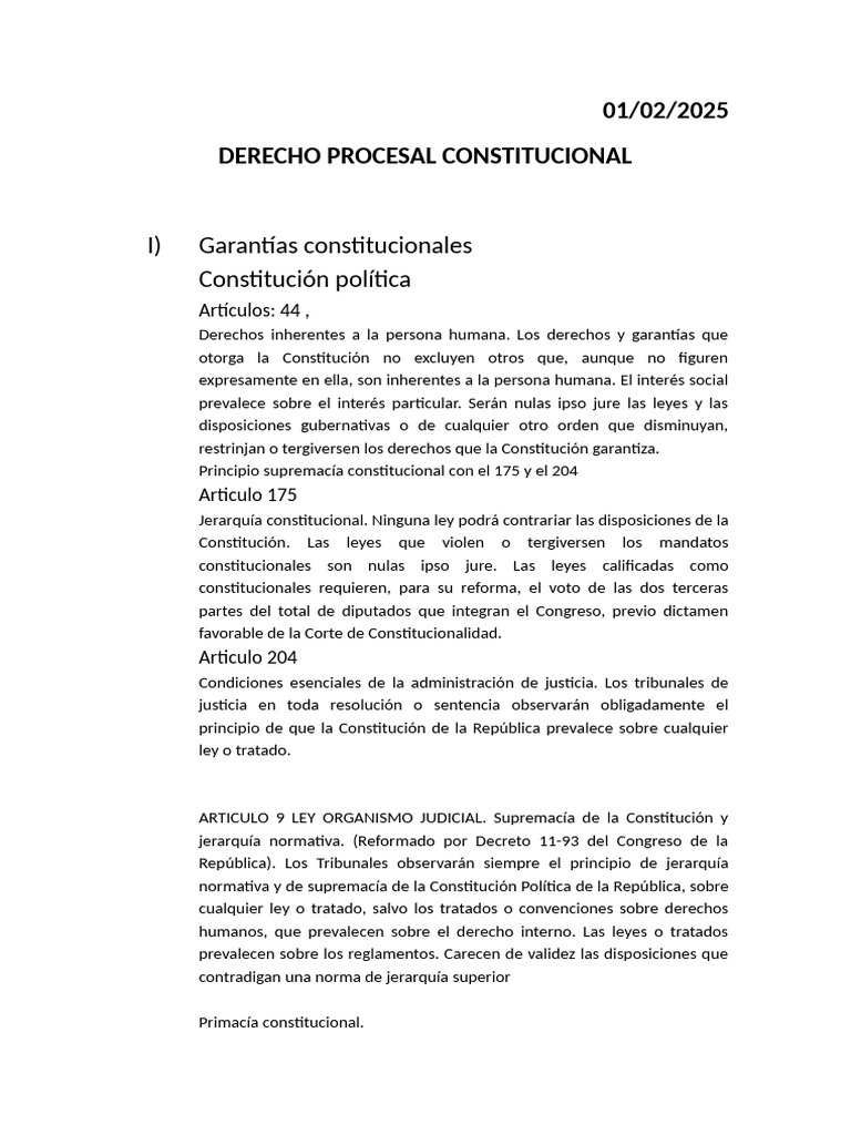 Derecho Procesal Constitucional | PDF | Constitución | Ley procesal