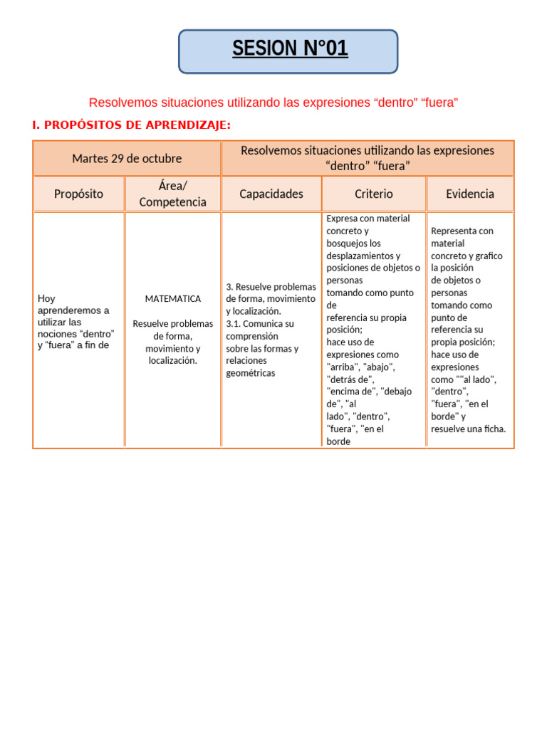 SESION DE APRENDIZAJE Matematica Exposicion | PDF | Aprendizaje