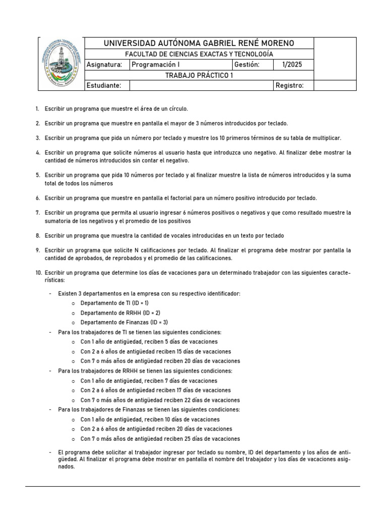 Prog1 Practico 1 | PDF