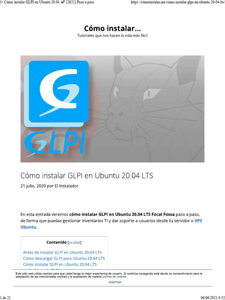 Instalación Glpi | PDF | Cookie HTTP | Ciencias de la Información