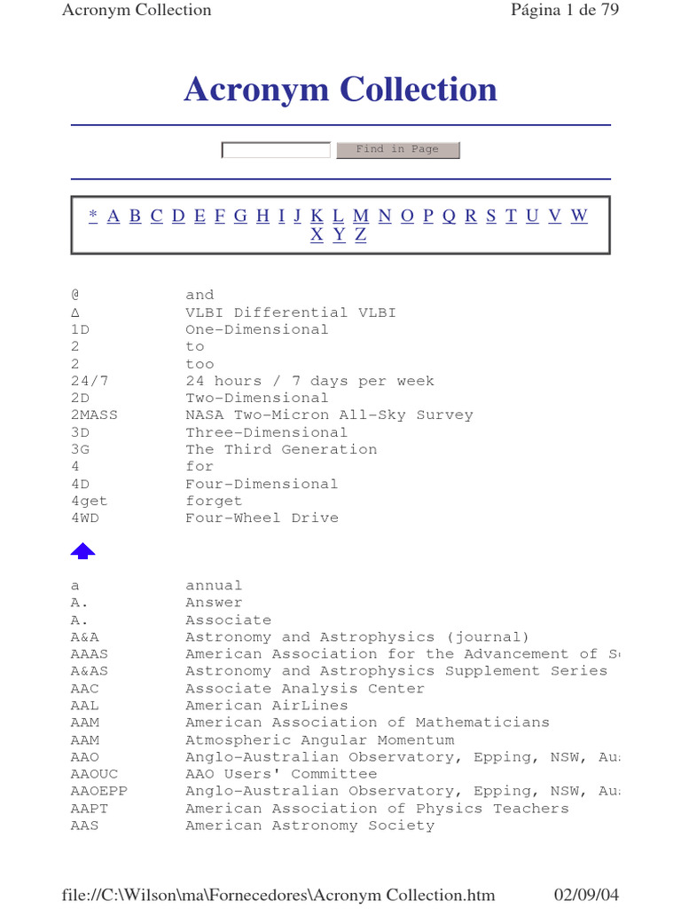 Acronym Collection | PDF | Astronomy | Nasa