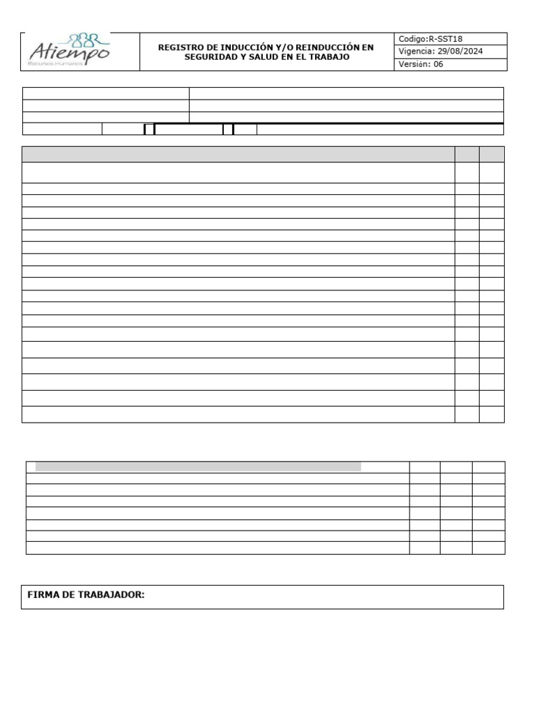 R-SST18 - Registro de Induccion en SST Actualizado Final V6 | PDF ...