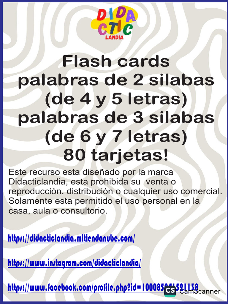 Flash Cards 2 y 3 Silabas(1) | PDF