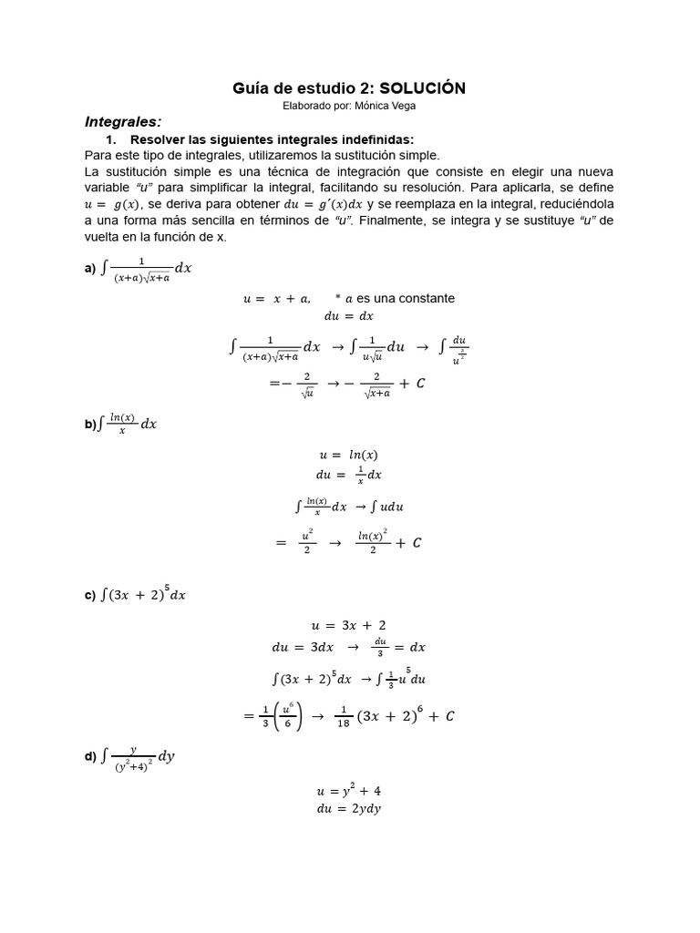 Guía de Integrales y Funciones Inyectivas | PDF | Integral | Función ...