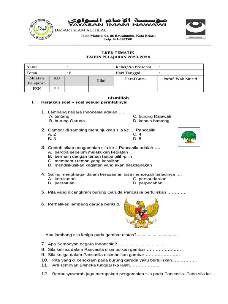 Soal LKPD Tema 8 Kls 3b 2024 | PDF