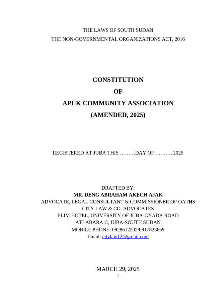 Constitution of Apuk Community Association | PDF | Quorum