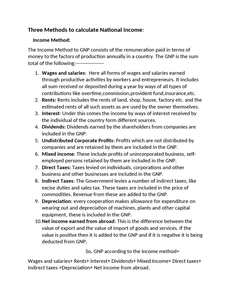 Three Methods To Calculate National Income | PDF | Measures Of National ...