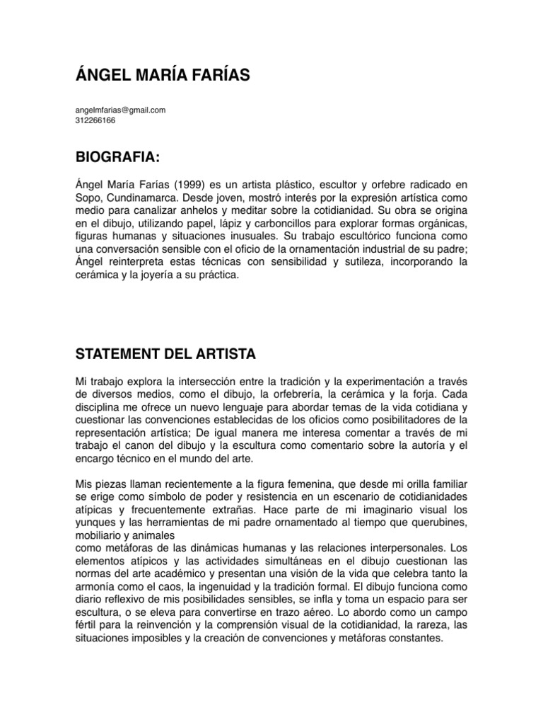 Arte contemporáneo de Ángel María Farías | PDF | Dibujo | Escultura