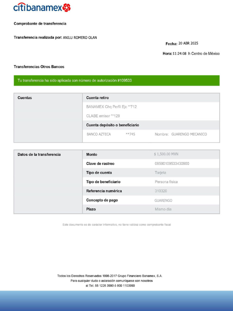 Transferencia Banamex11 | PDF