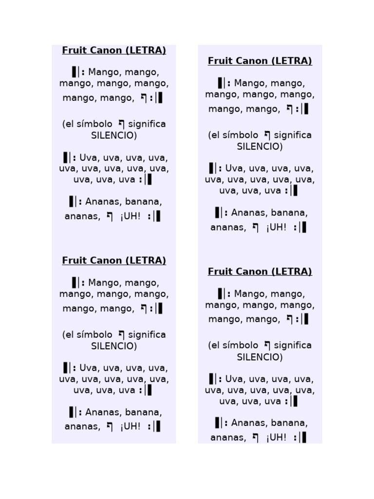 Fruit Canon LETRA | PDF