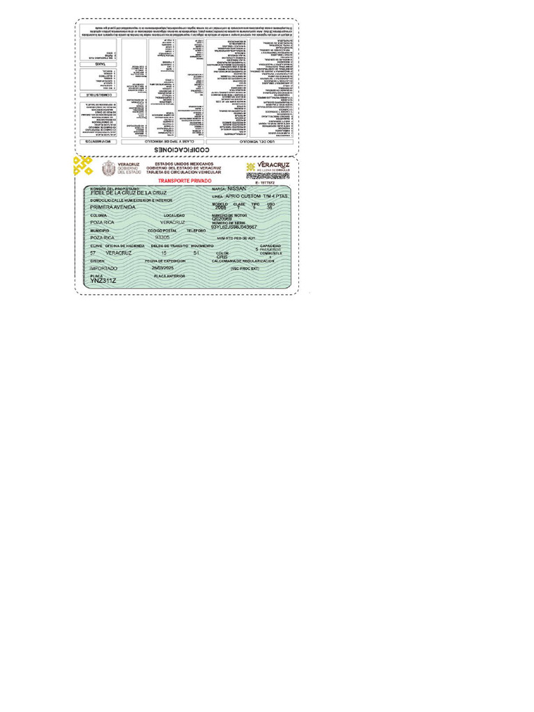 Tarjeta Aveo 2017 | PDF