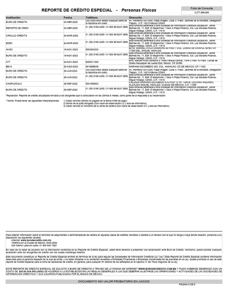 Reporte de Crédito en Plaza Imagen | PDF | Bancos