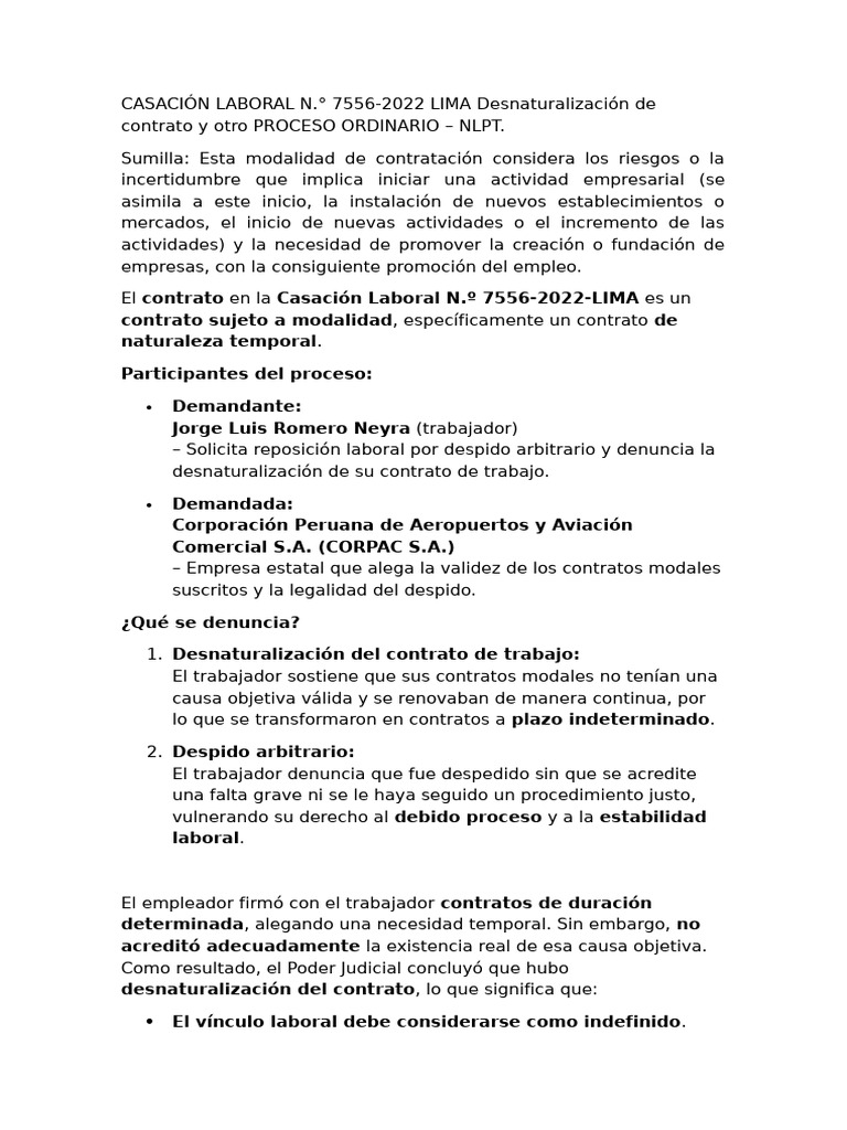 TAREA S6 REALIZADA EN CLASE CASACIÓN LABORAL N | PDF | Derecho laboral | Business