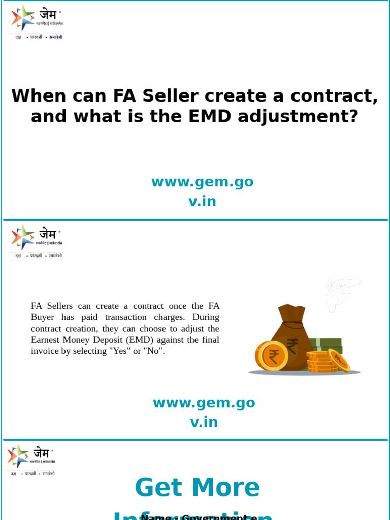 When Can FA Seller Create A Contract, and What Is The EMD Adjustment | PDF