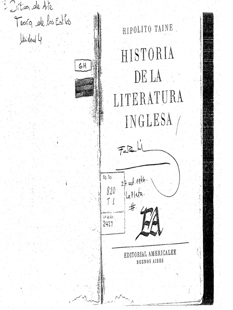 TAINE, Hipólito - INTRODUCCION - Historia de La Literarura Inglesa | PDF