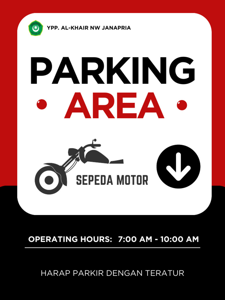 Black and Red Illustrated Parking Area Metal Sign | PDF
