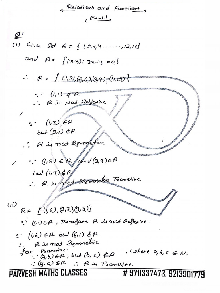 XII Relation and Function | PDF