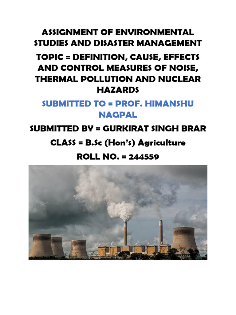 Assignment of Environmental Studies and Disaster Management | PDF ...