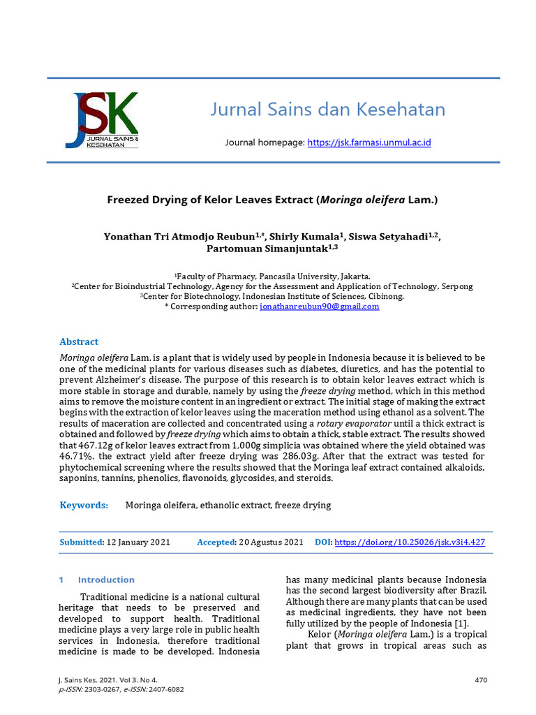 Jurnal Sains Dan Kesehatan (J. Sains Kes.) JSK Vol. 3 No. 4 (2021) 16 HTTPS | PDF | Polyphenol ...