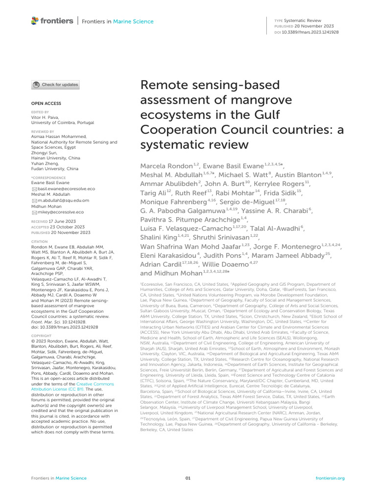 Mangrove Ecosystem Assessment in GCC | PDF | Mangrove | Remote Sensing